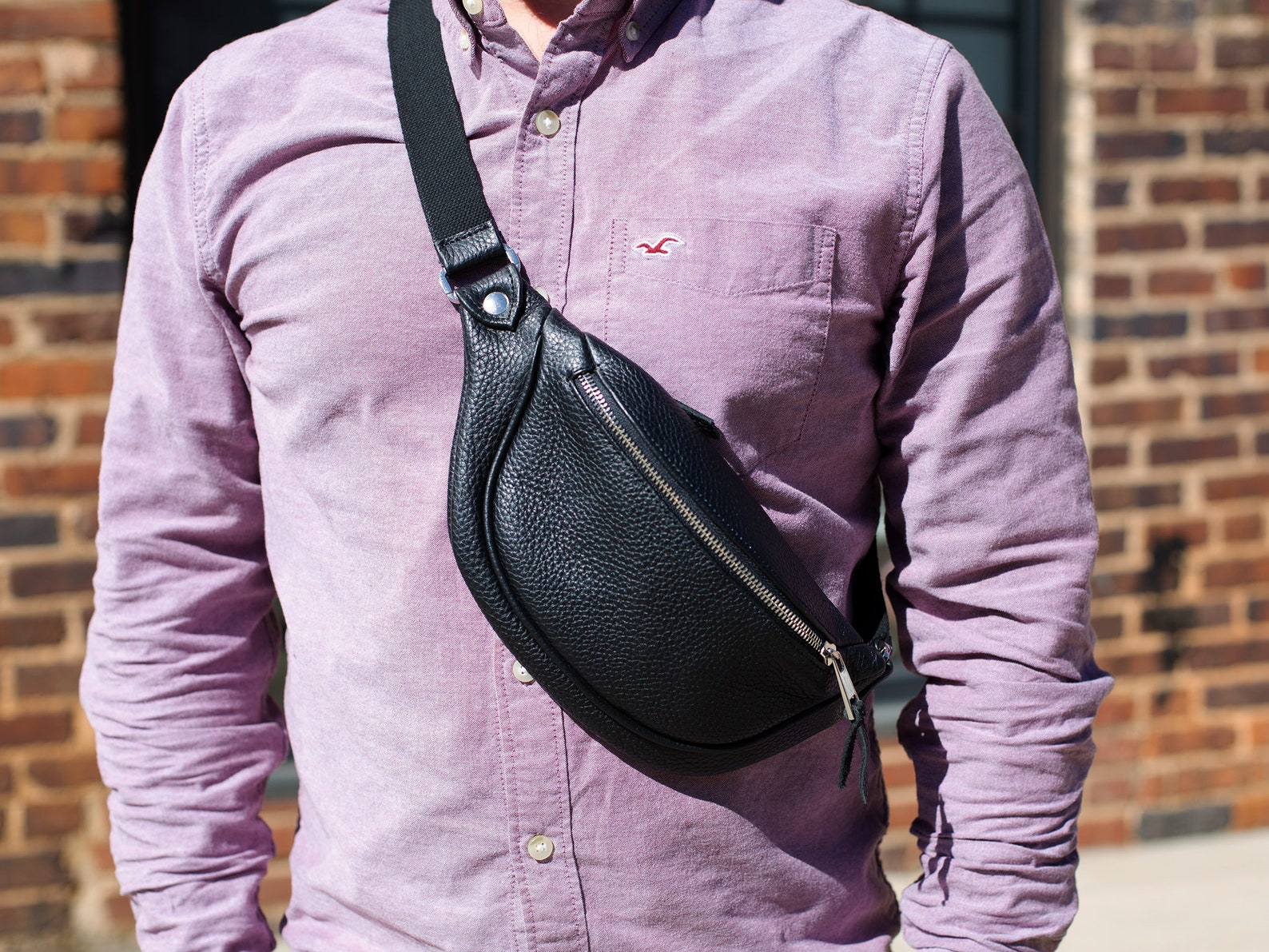 Black Leather Men Bum Bag / Bum Bag for Men / Festival Leather Hip Pack ...