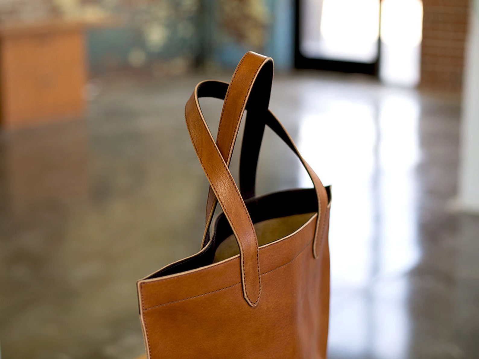 Leather Handbag Tote Tan Color - Etsy