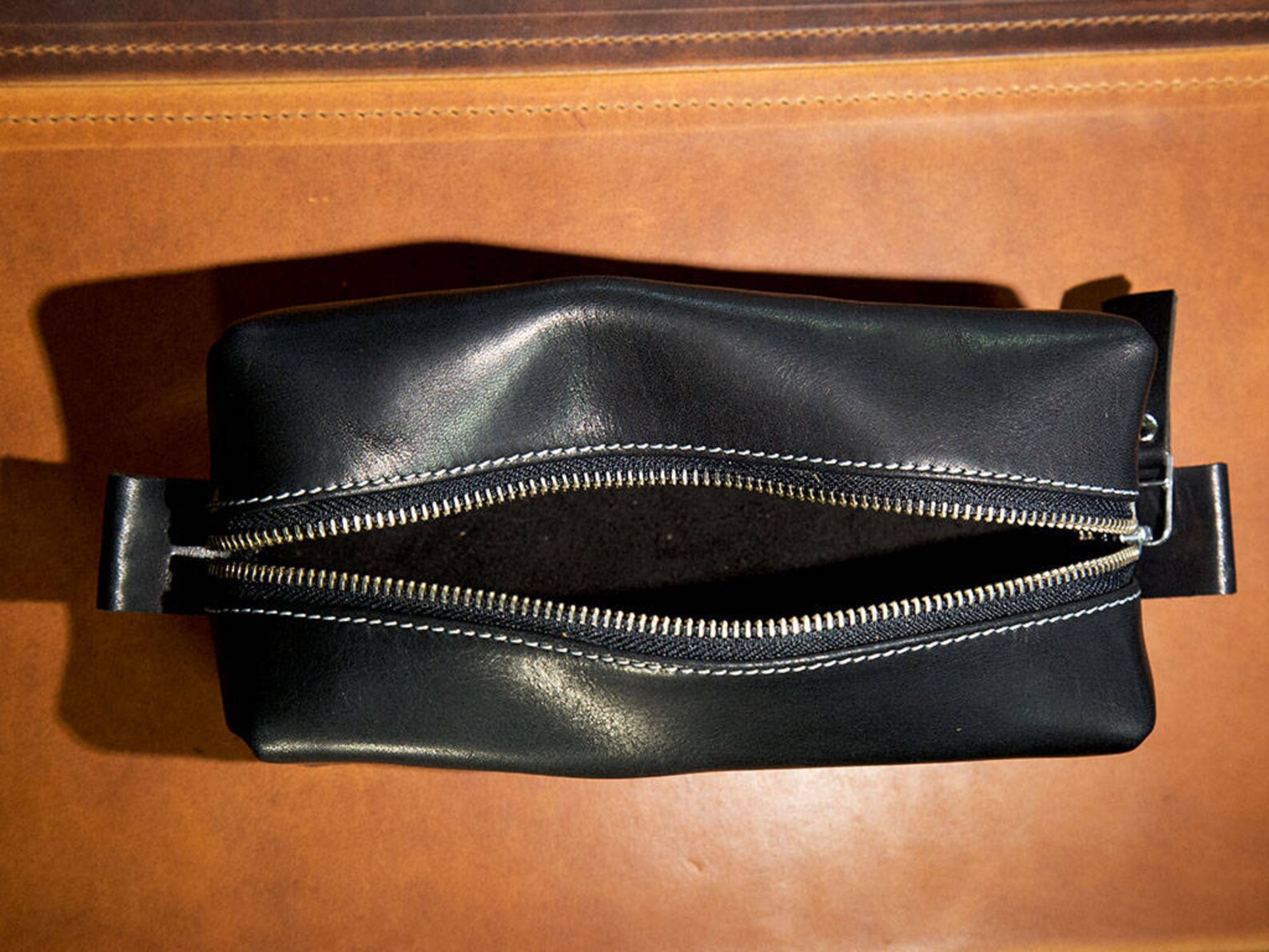 Leather Dopp Kit, Men's Black Leather Travel Kit, Toiletry Bag, Leather ...