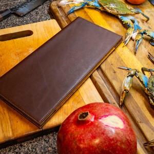 Leather Bifold Menu, Chestnut Menu Book, Engraved Logo Restaurant Menu ...