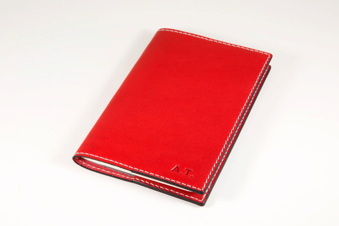 Red Italian Leather Journal Cover, Personalized Moleskine Cahier - Etsy