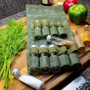Waxed Canvas Spice Bag, Green Spice Set, Bushcraft Set, Spice Case With ...