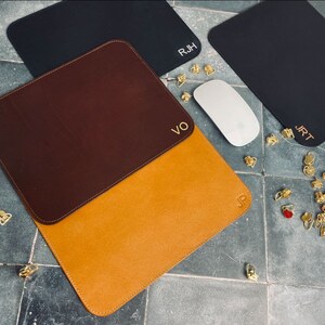 Personalized Leather Mouse Mat, Chestnut Mouse Pad With Initials, Full ...