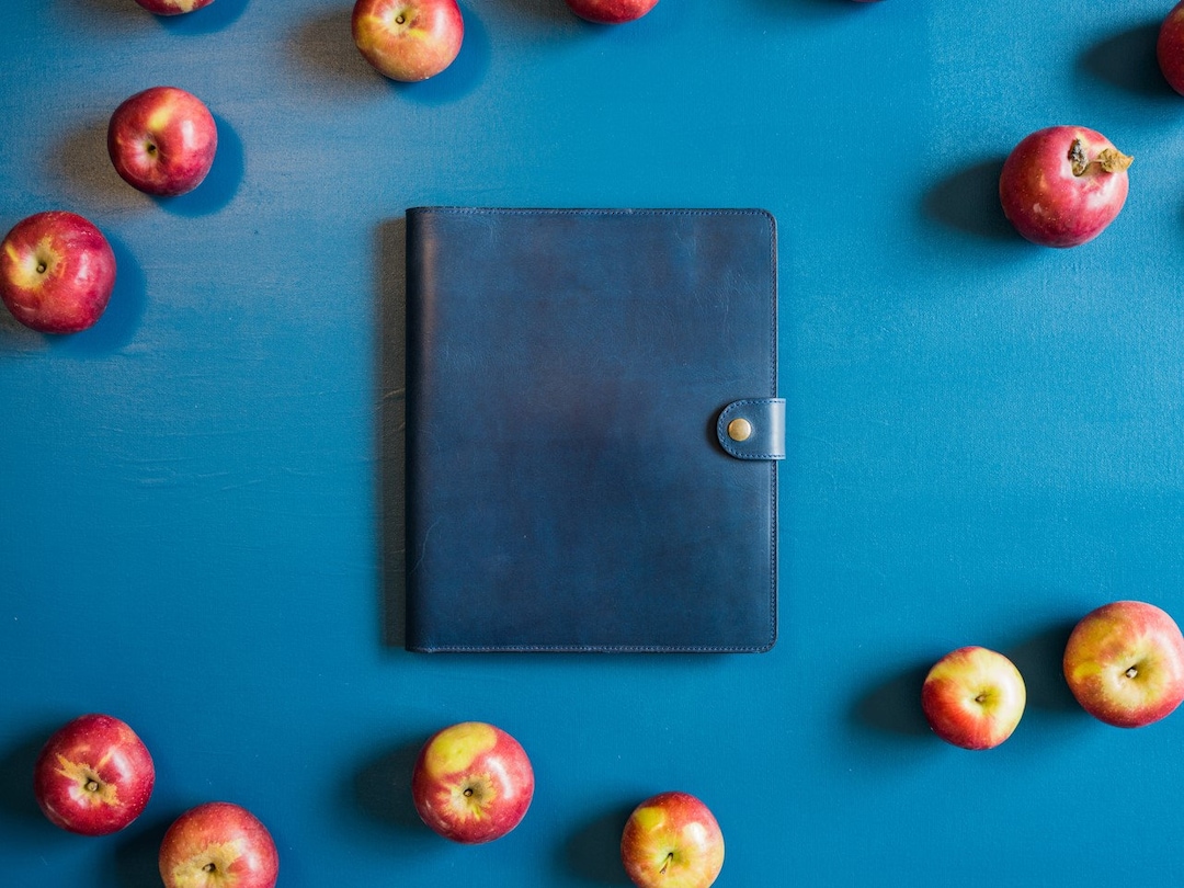 Personalized Navy Leather Padfolio: A4 Moleskine Journal Cover - Etsy