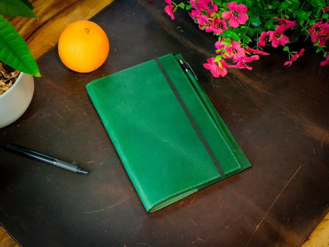 Leather Journal With Pen Holder, Leuchtturm1917 Emerald Green Leather ...