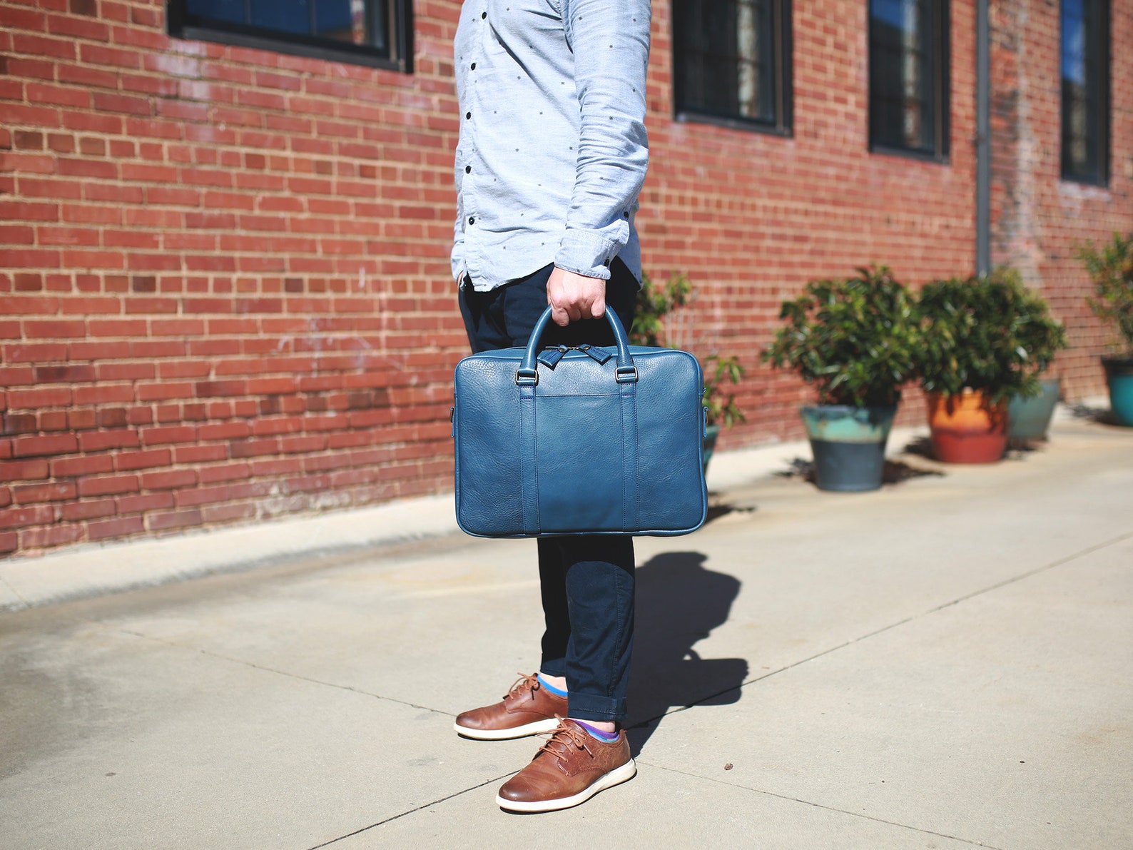 Man's Leather Business Bag / Blue Leather Briefcase / | Etsy