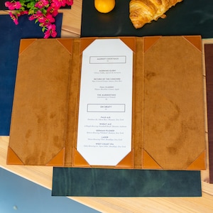 Trifold Menu, Leather Menu Book, Wine List Menu, Engraved Menu Cover ...