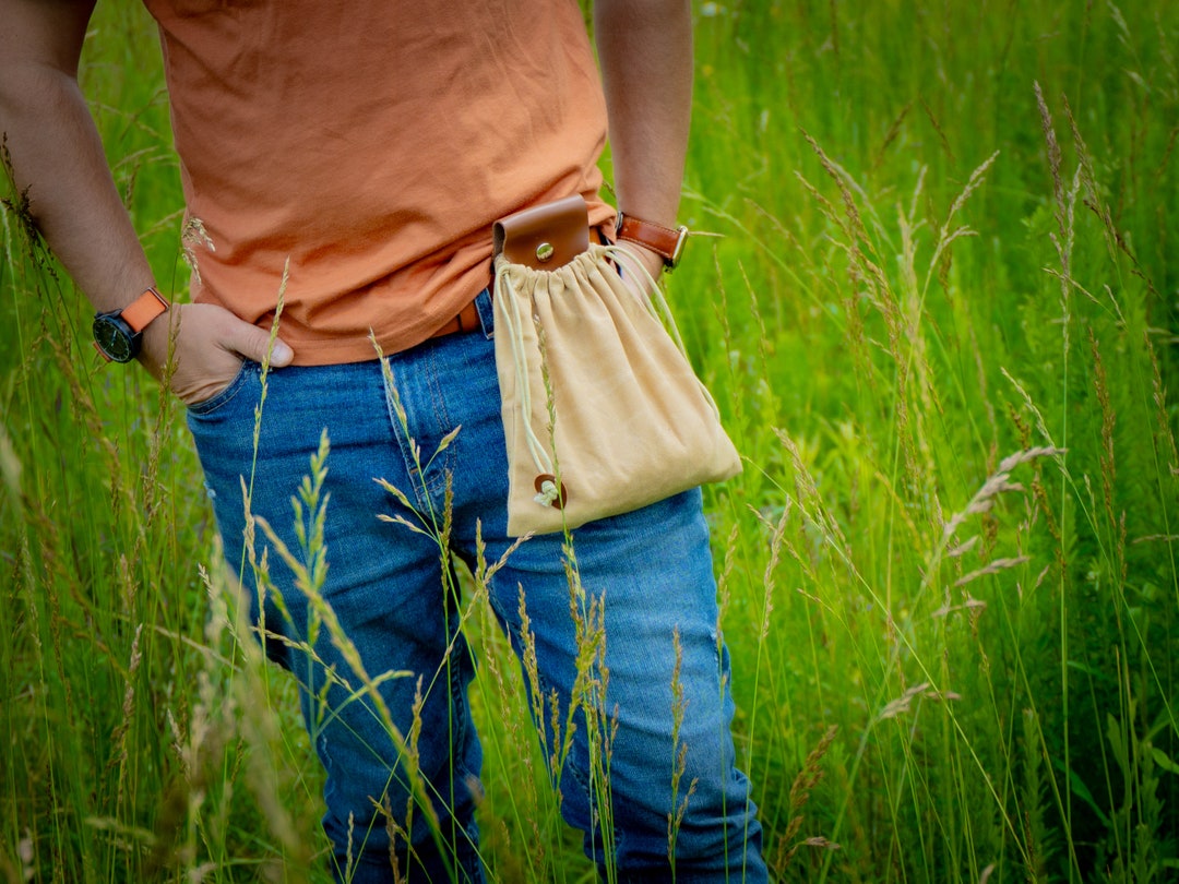 Personalized Waxed Canvas Foraging Pouch: Mushroom Berry Gathering Bag ...
