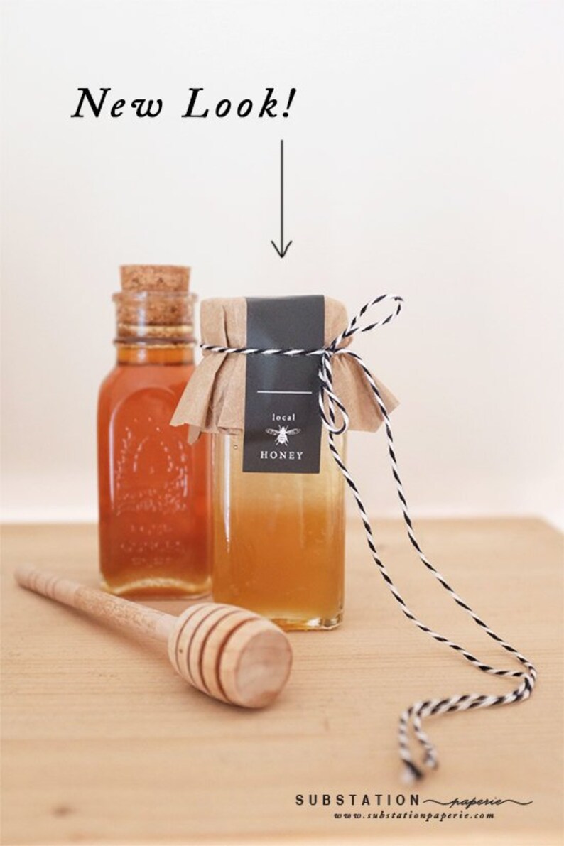 Black Honey Labels Local Honey Labels Black Printed Labels - Etsy Hong Kong