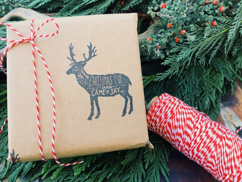 Christmas Rubber Stamp Deer Stamp Gift Tag Reindeer - Etsy