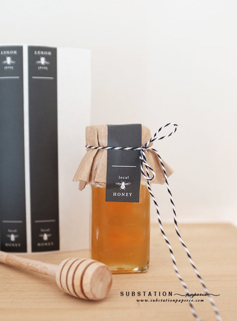 Black Honey Labels Local Honey Labels Black Printed Labels - Etsy Hong Kong