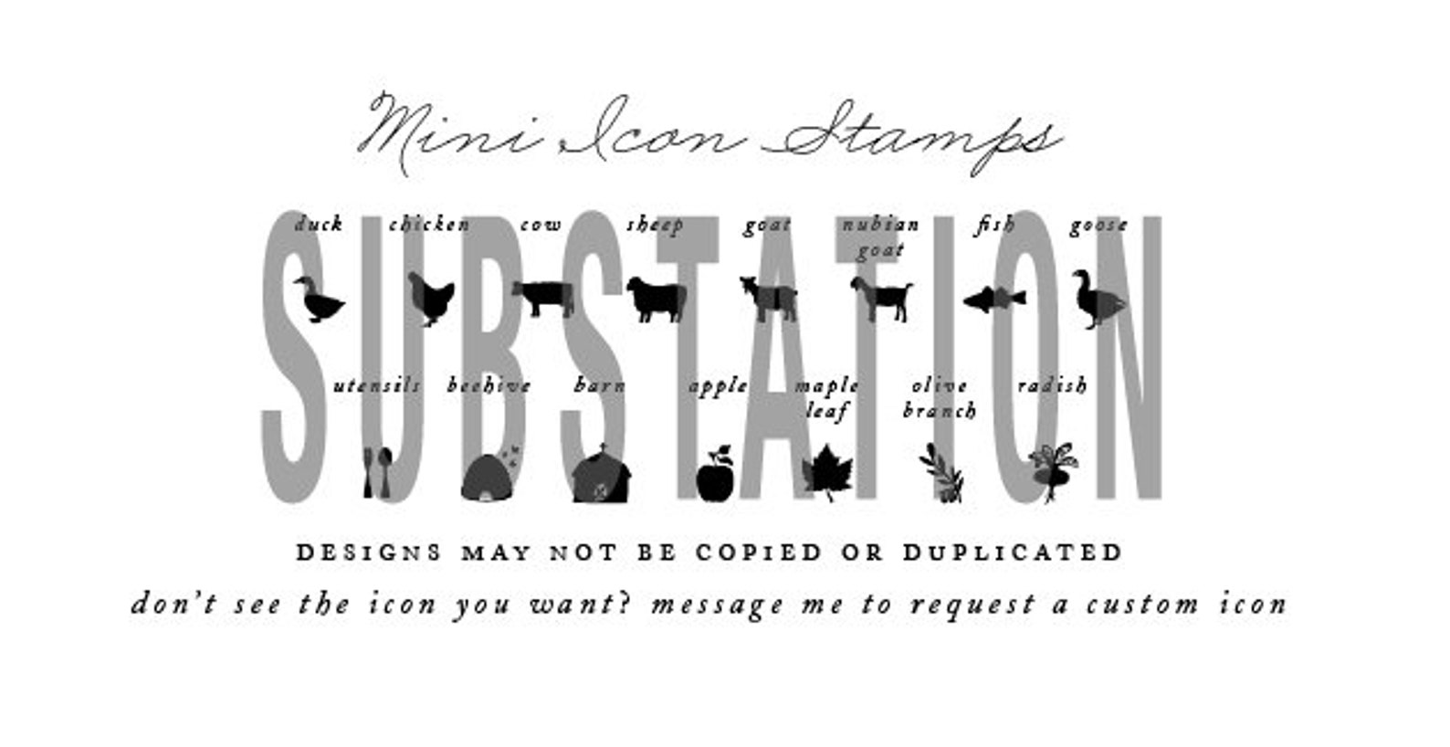 Mini Stamp for Date Stamp - QTY 1 - Chicken Stamp - Cow Stamp - Icon ...