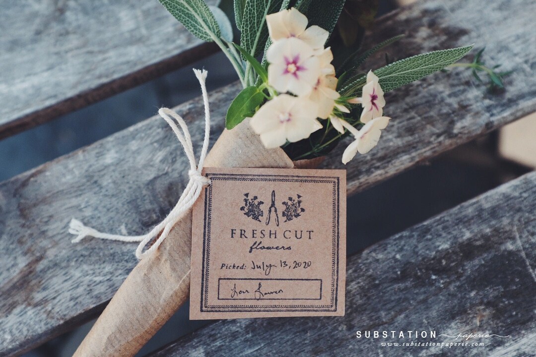 Fresh Cut Flowers Rubber Stamp Gardening Label Flower - Etsy