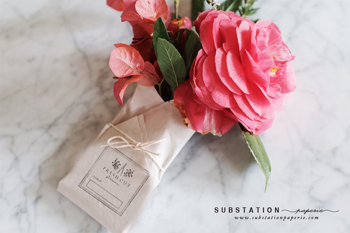 Fresh Cut Flowers Rubber Stamp Gardening Label Flower | Etsy