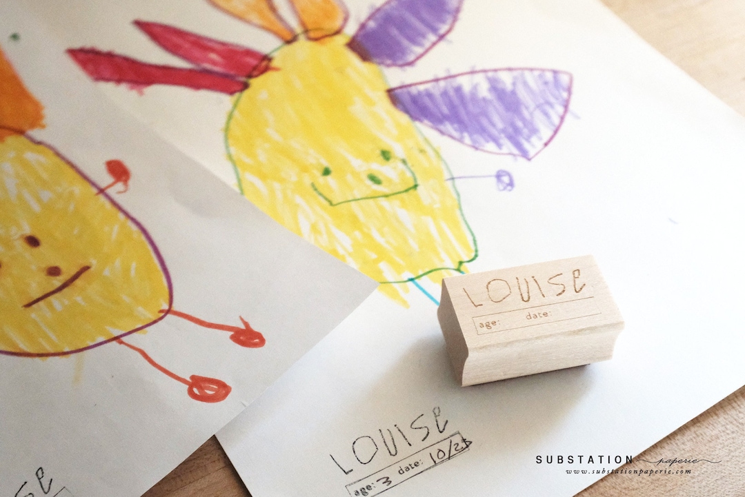 Custom Kids Rubber Stamp - Kids Handwriting - Stamp for Art Projects ...