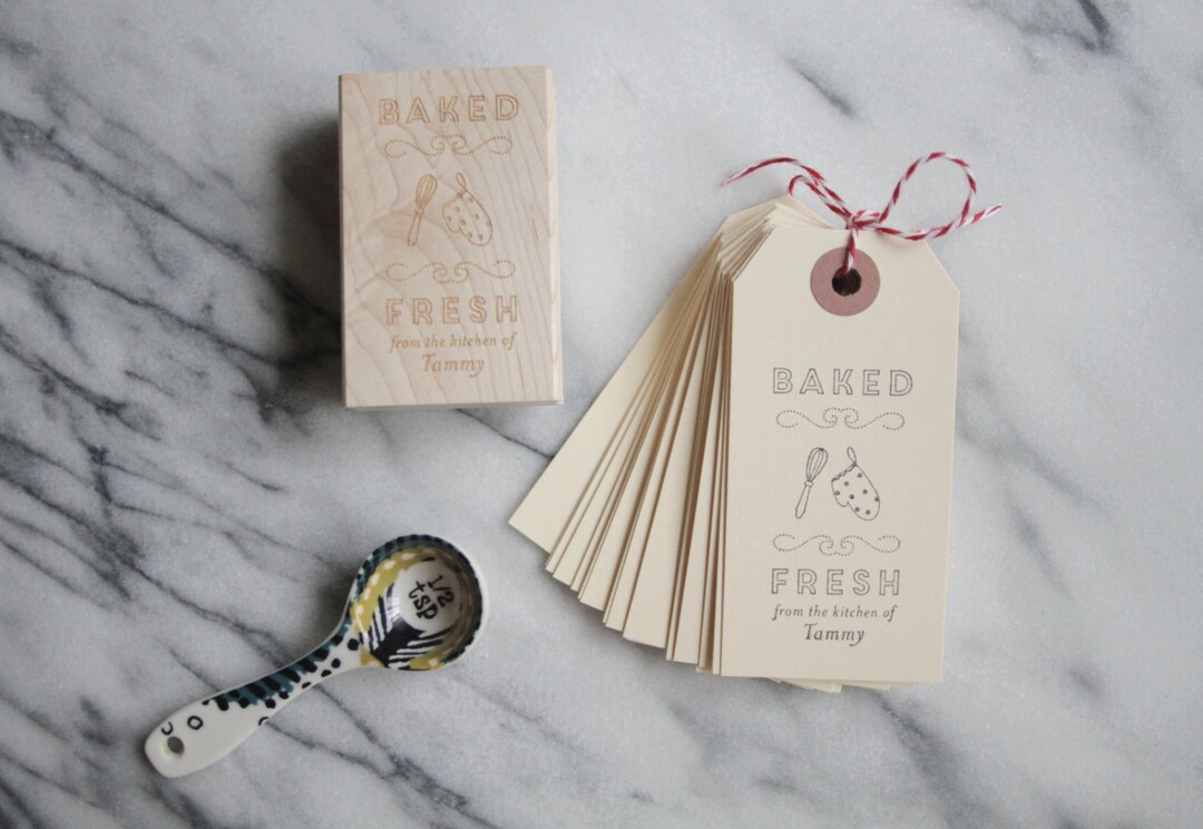 Personalized Baking Label Gift Tag Custom Stamp Cooking Rubber Stamp ...