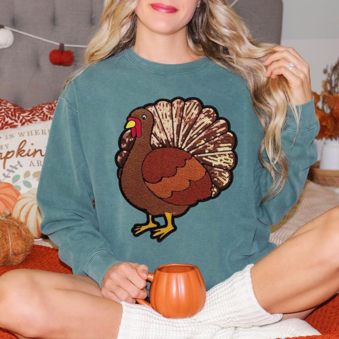 Sequin Turkey Patch Sweatshirt - Etsy