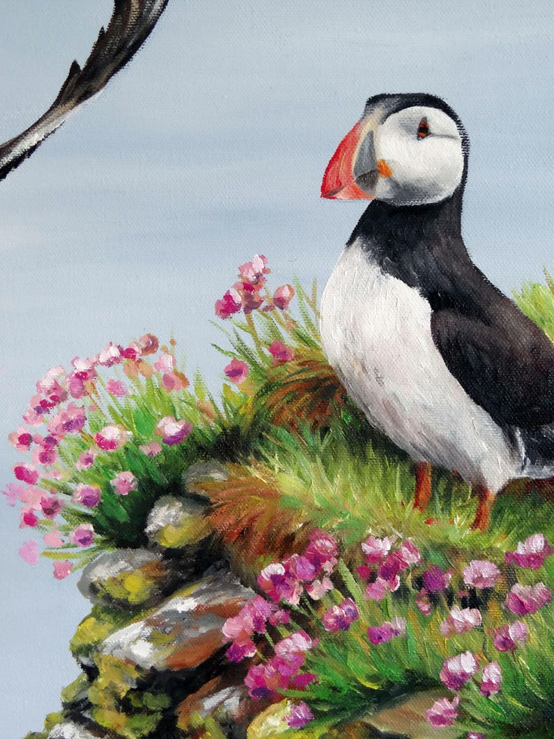 Puffin Print, (limited Edition of 100) Giclée Print, Sea Birds, Cliff ...