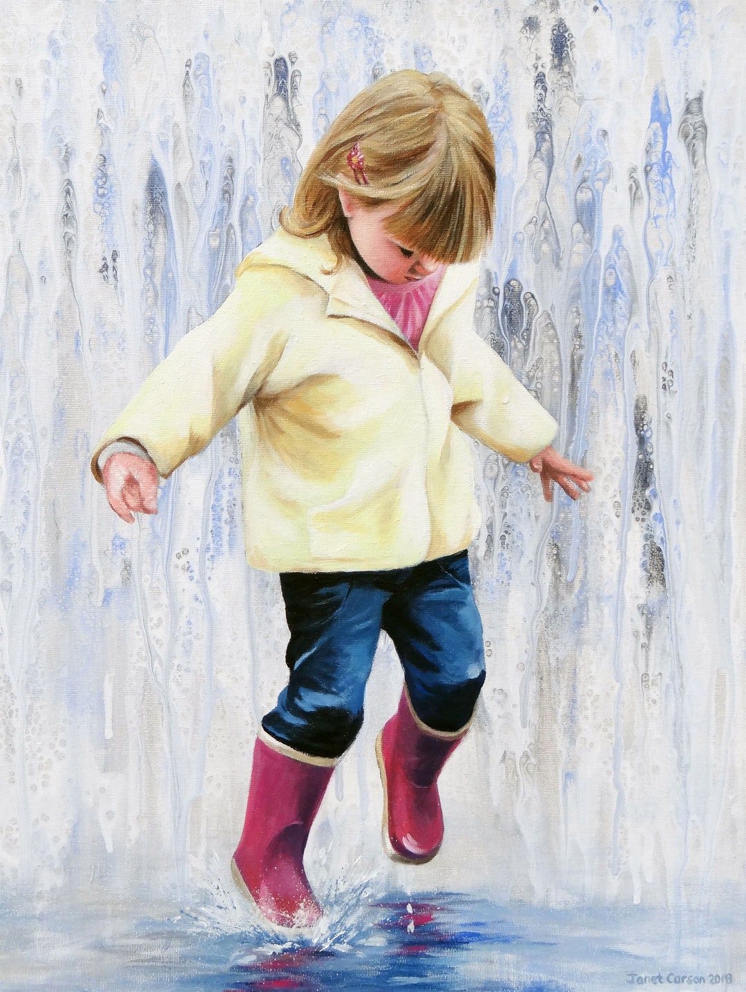 Girl Jumping in Puddles, limited Edition of 100 Splashing Aboot Giclée ...