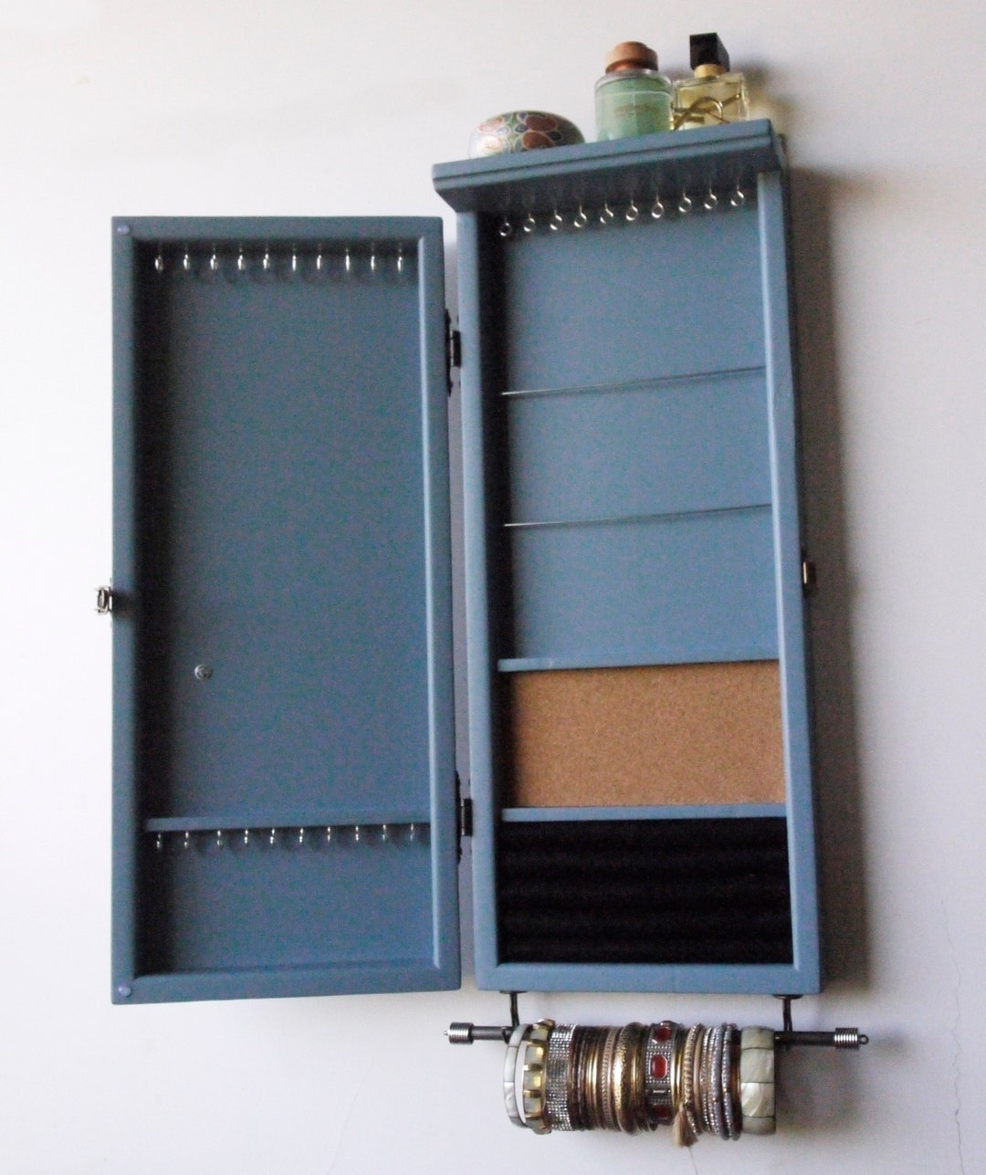 Jewelry Cabinet/ Armoire/ Earring Display/ MARINE BLUE Jewelry Storage ...
