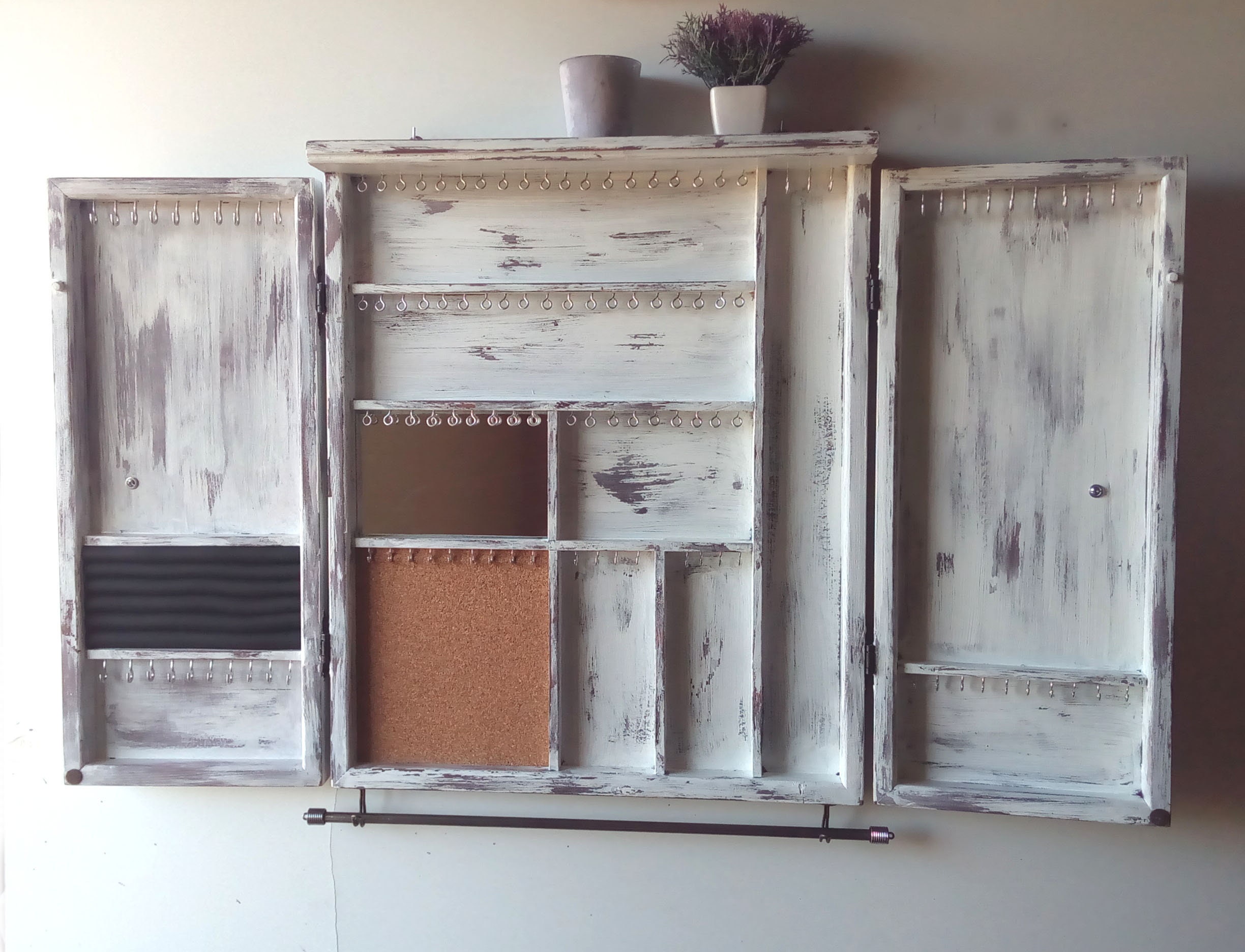Jewelry Cabinet. WHITE Distressed Jewelry Display. Wooden - Etsy