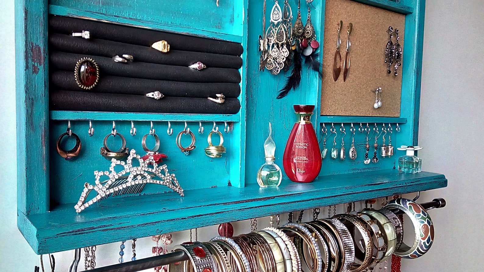 Jewelry Display/ Large Earrings Display/ TURQUOISE Distressed - Etsy