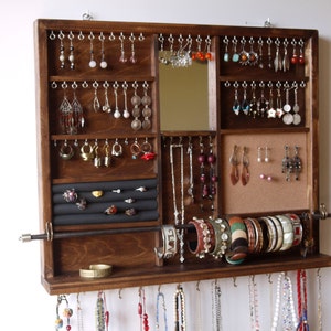 Large Earrings Display/ Wooden Shelf. Wall Mounted Earring Organizer ...