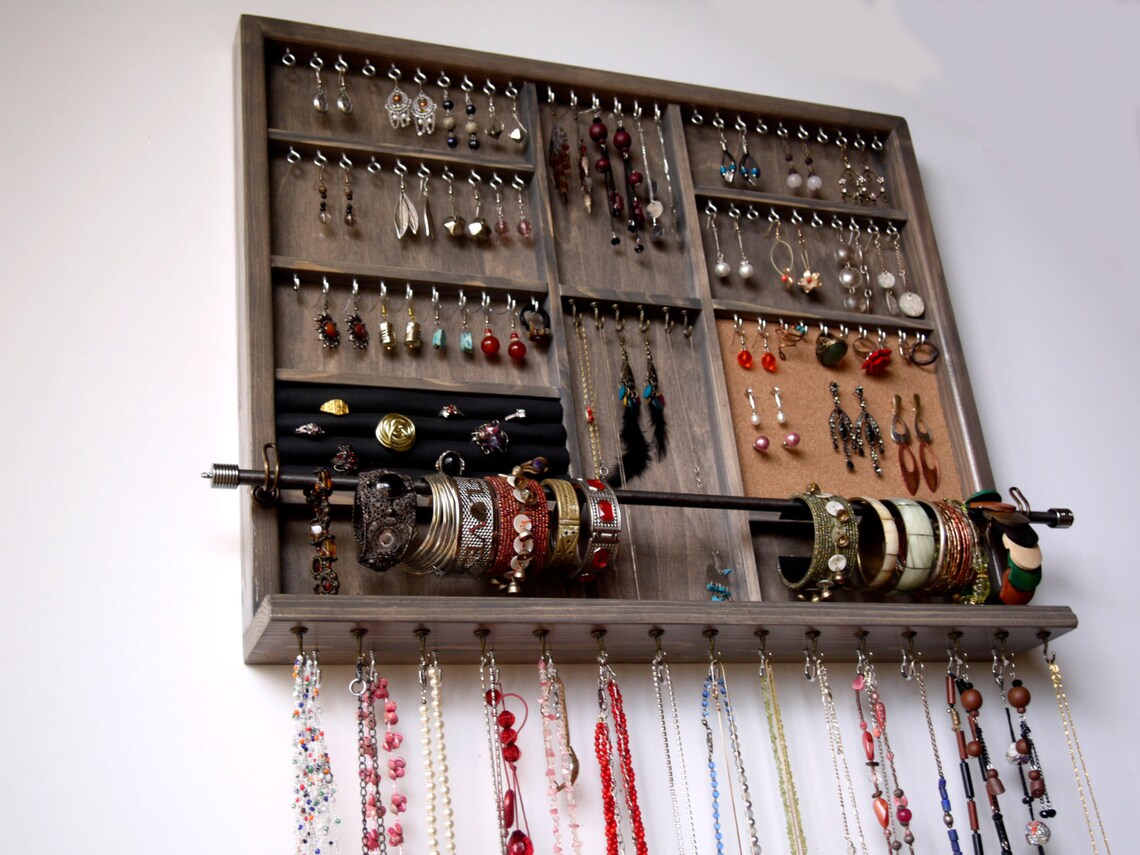 Jewelry Display. Large Earrings Display GRAY Stain Jewelry - Etsy