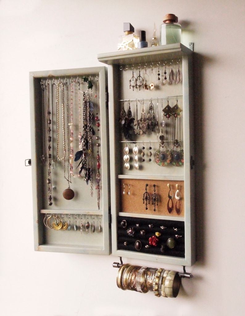 Jewelry Cabinet/ Armoire/ Earring Display/ MARINE BLUE Jewelry - Etsy