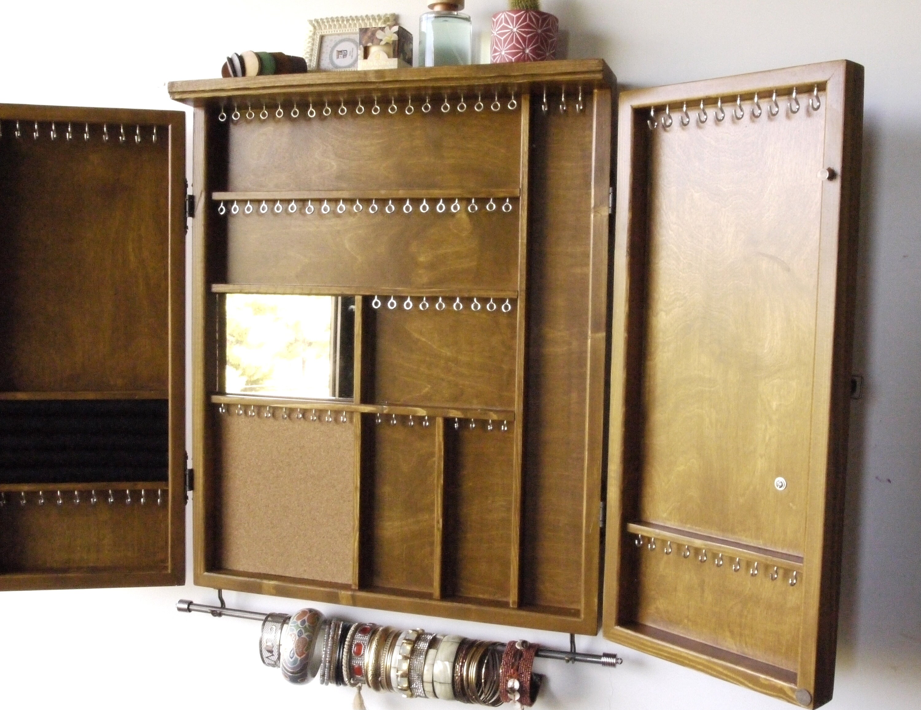 Jewelry Cabinet/ Wooden Rack/wall Mounted Earrings Storage - Etsy