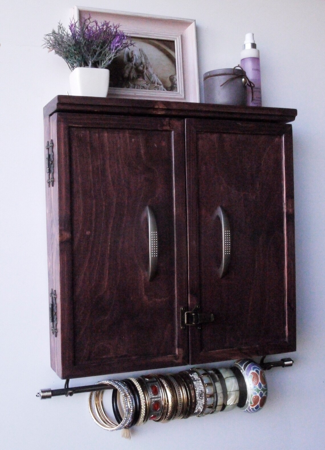 Jewelry Cabinet/ Jewelry Display/wooden Wall Mounted Earring Organizer ...