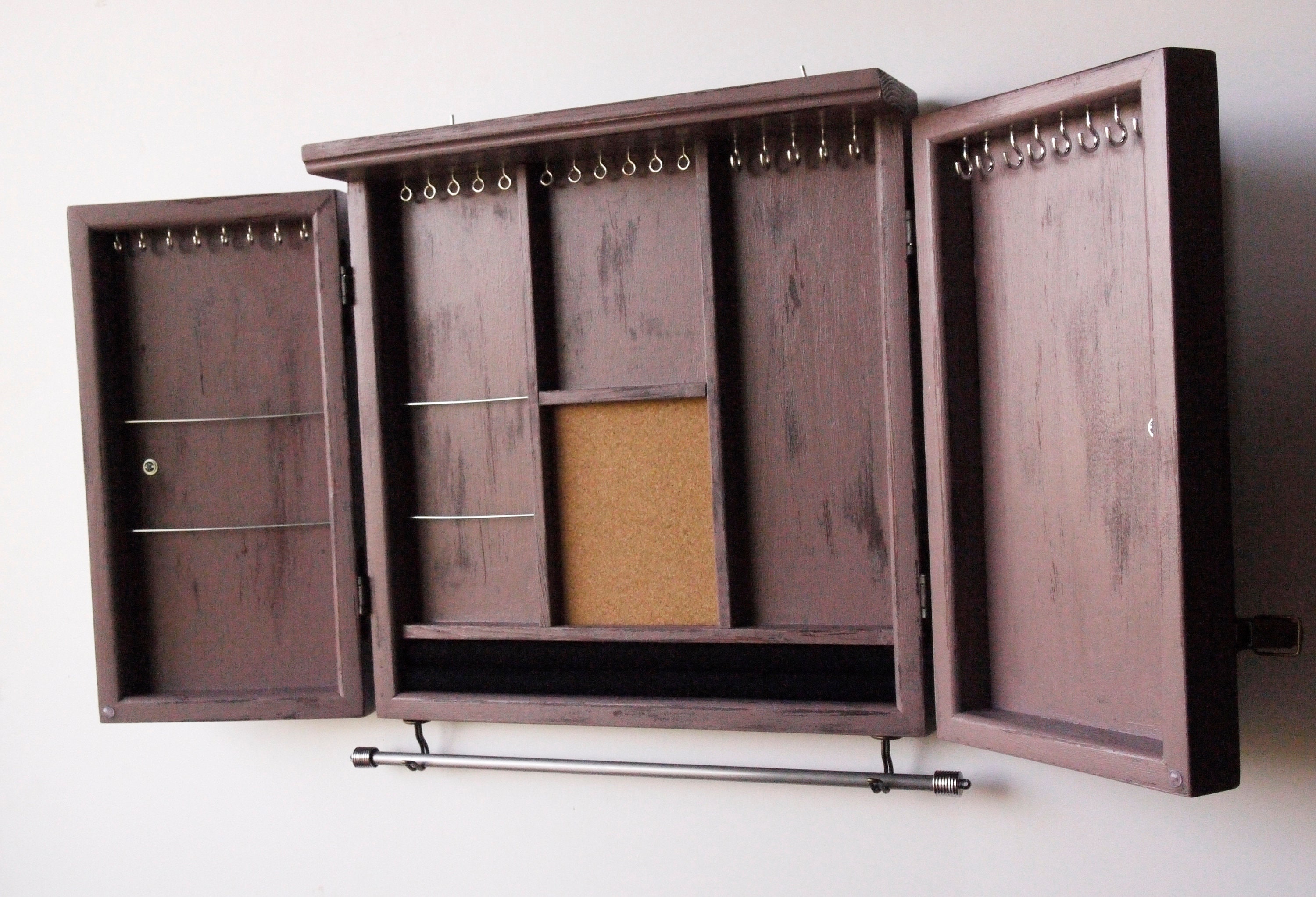 Jewelry Cabinet. Earrings Display With Doors. Light Mauve Wall - Etsy