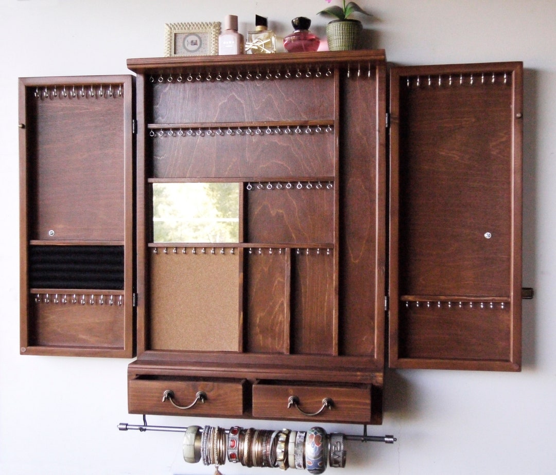 Jewelry Cabinet With Drawers/ Armoire/ Earrings Storage/jewelry Display ...