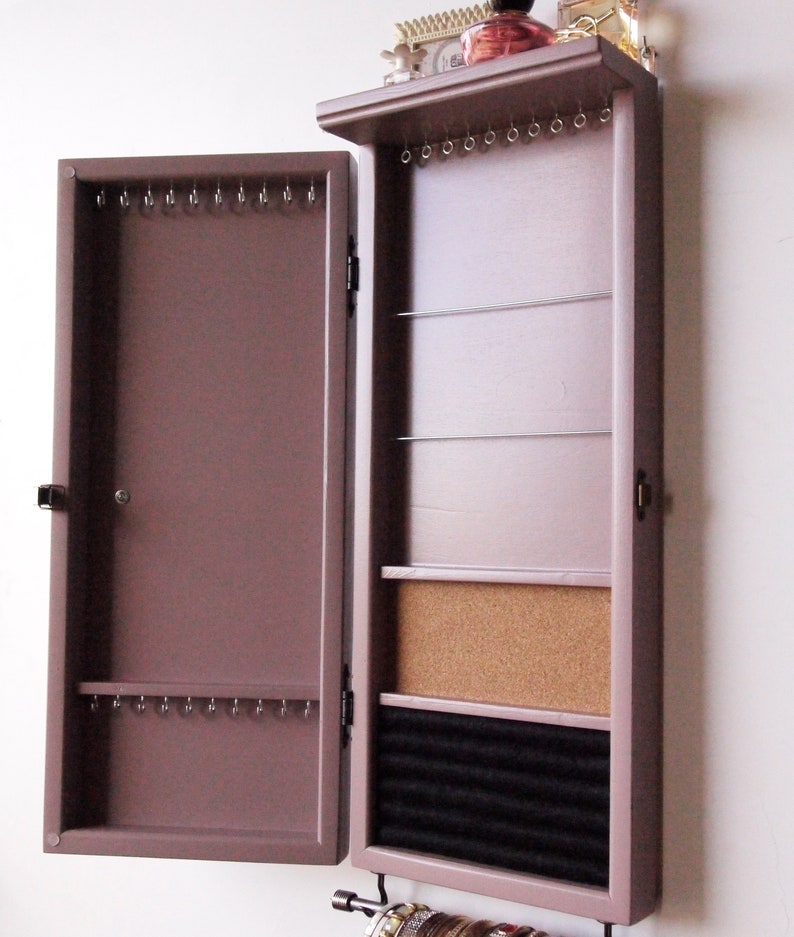 Jewelry Cabinet/ Armoire / Earring Display/ Light MAUVE Jewelry Storage ...
