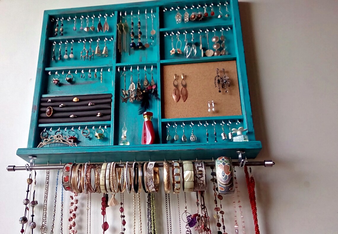 Jewelry Display/ Large Earrings Display/ TURQUOISE Distressed - Etsy