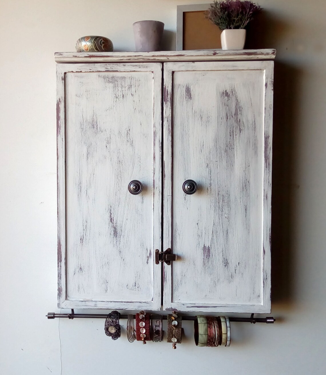 Jewelry Cabinet. WHITE Distressed Jewelry Display. Wooden - Etsy