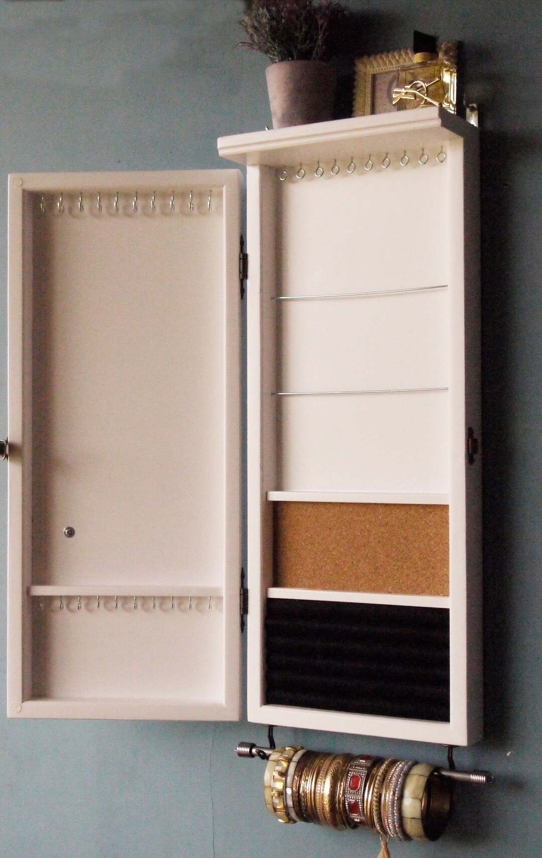 Jewelry Cabinet/ Armoire / Earring Display/ WHITE Jewelry Storage ...