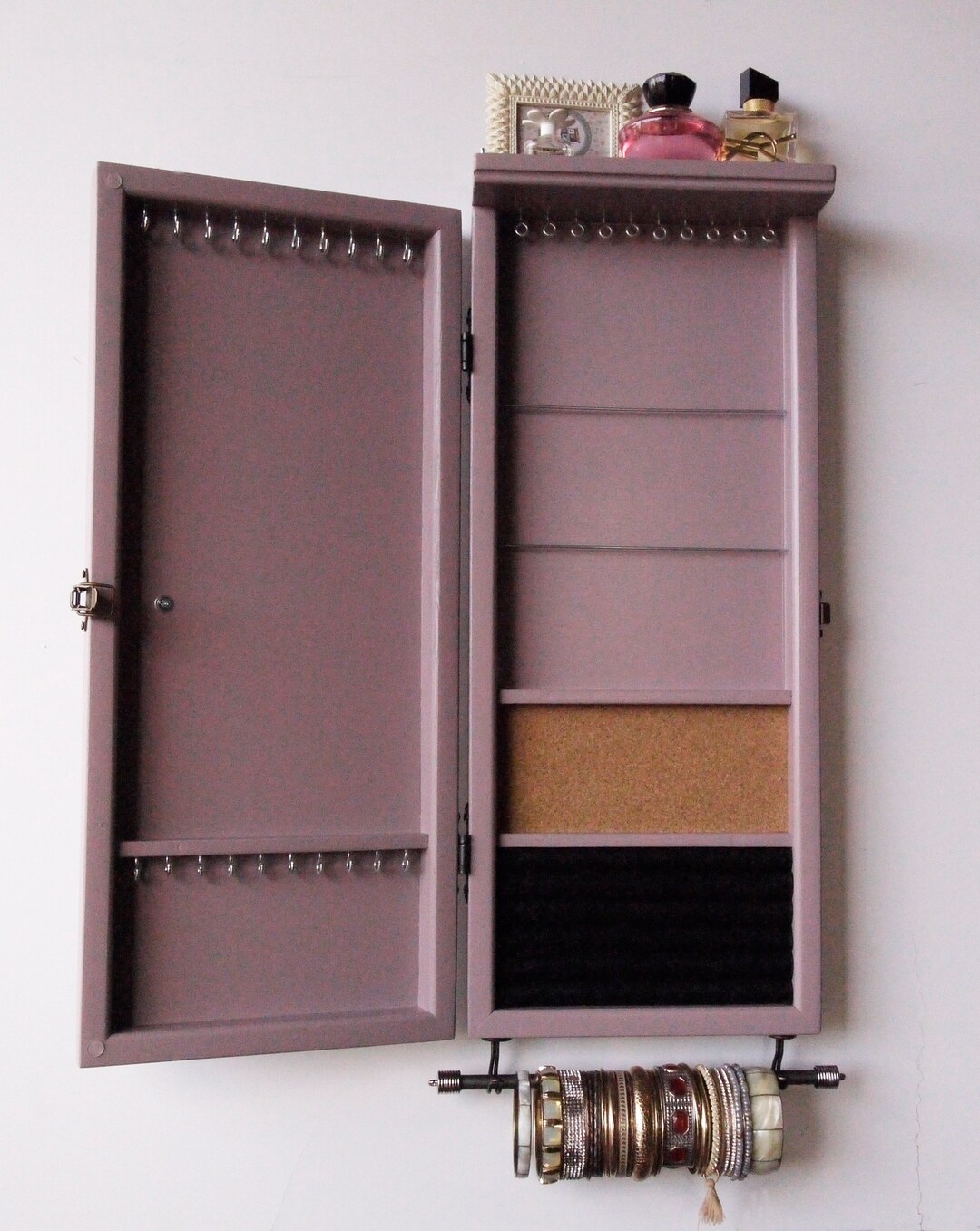 Jewelry Cabinet/ Armoire / Earring Display/ Light MAUVE Jewelry Storage ...