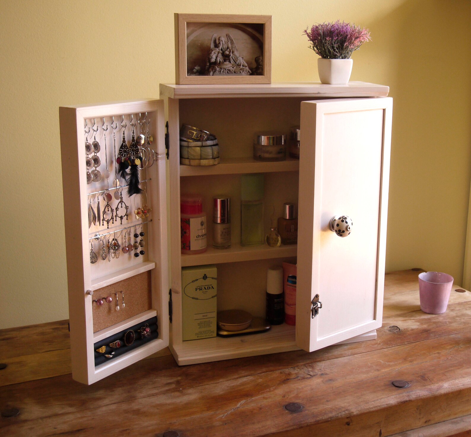 Jewelry/ Cosmetics Cabinet. Desktop Cabinet. Ivory WHITE - Etsy