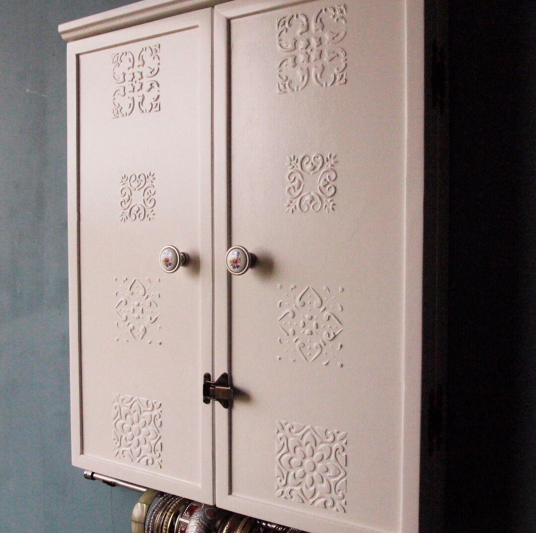 Jewelry Cabinet. Large Earrings Storage/ Jewelry Storage. Wall Mounted ...