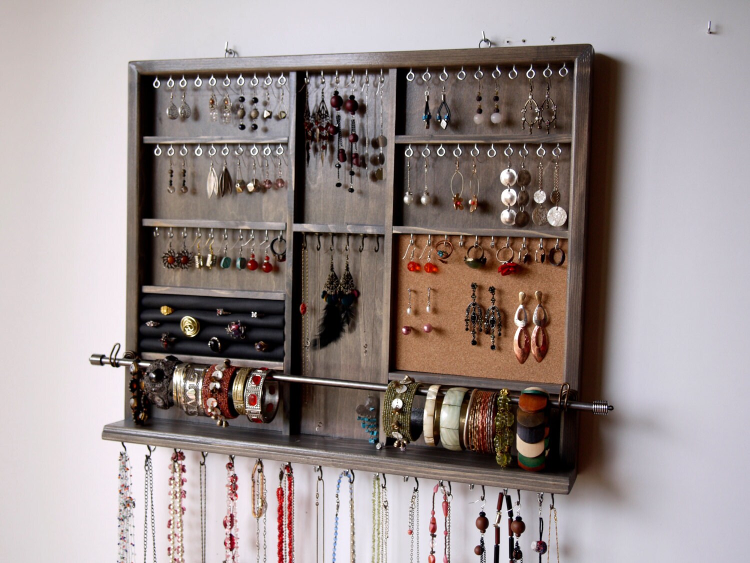 Jewelry Display. Large Earrings Display GRAY Stain Jewelry - Etsy