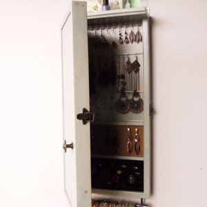 Jewelry Cabinet/ Armoire / Earring Display/ AQUA Stain Jewelry Storage ...
