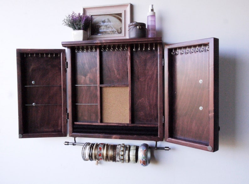 Jewelry Cabinet/ Jewelry Display/wooden Wall Mounted Earring Organizer ...
