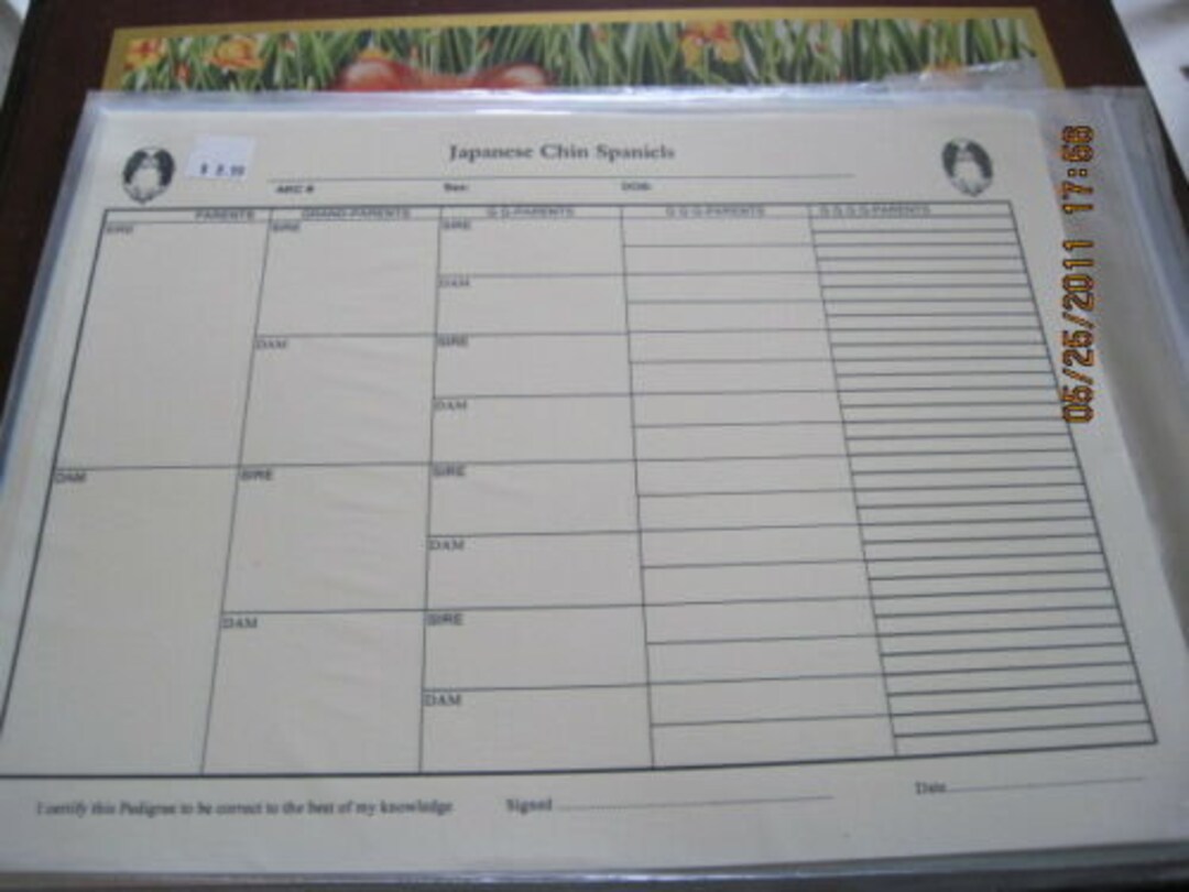 Blank With No Image of Any Animal 5 Gen Box Breeder Pedigree Blank ...