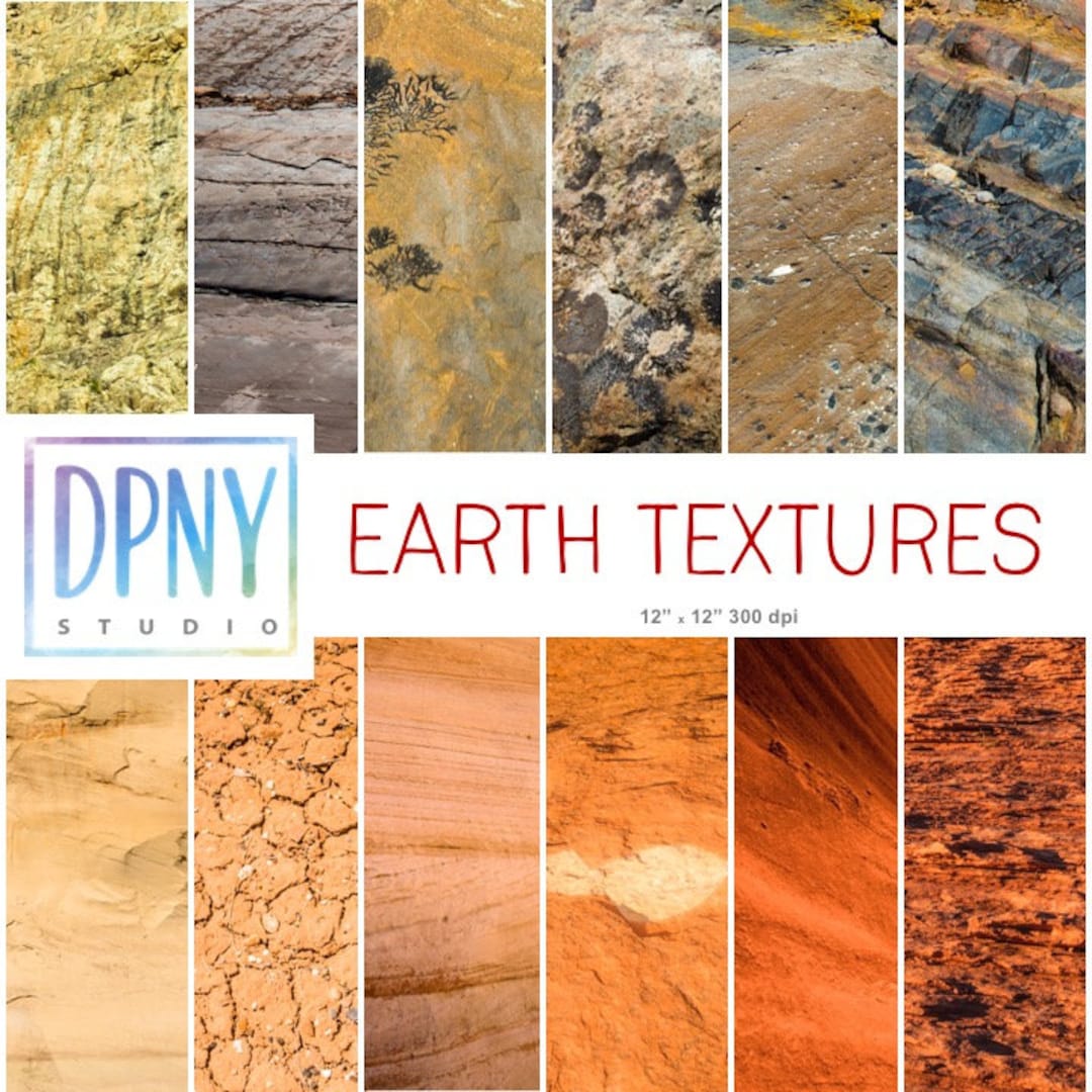 Earth Textures Digital Paper Set, Natural Scrapbooking Papers, Nature ...