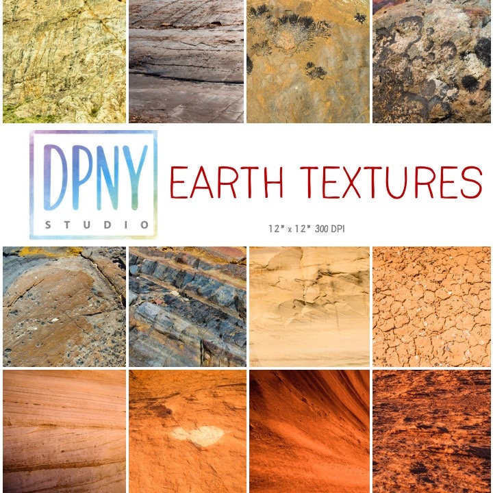 Earth Textures Digital Paper Set, Natural Scrapbooking Papers, Nature ...