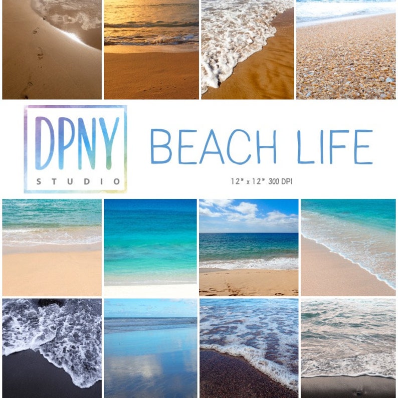 Beach Life Themed Digital Paper Set, Beach Textures Scrapbooking Papers ...