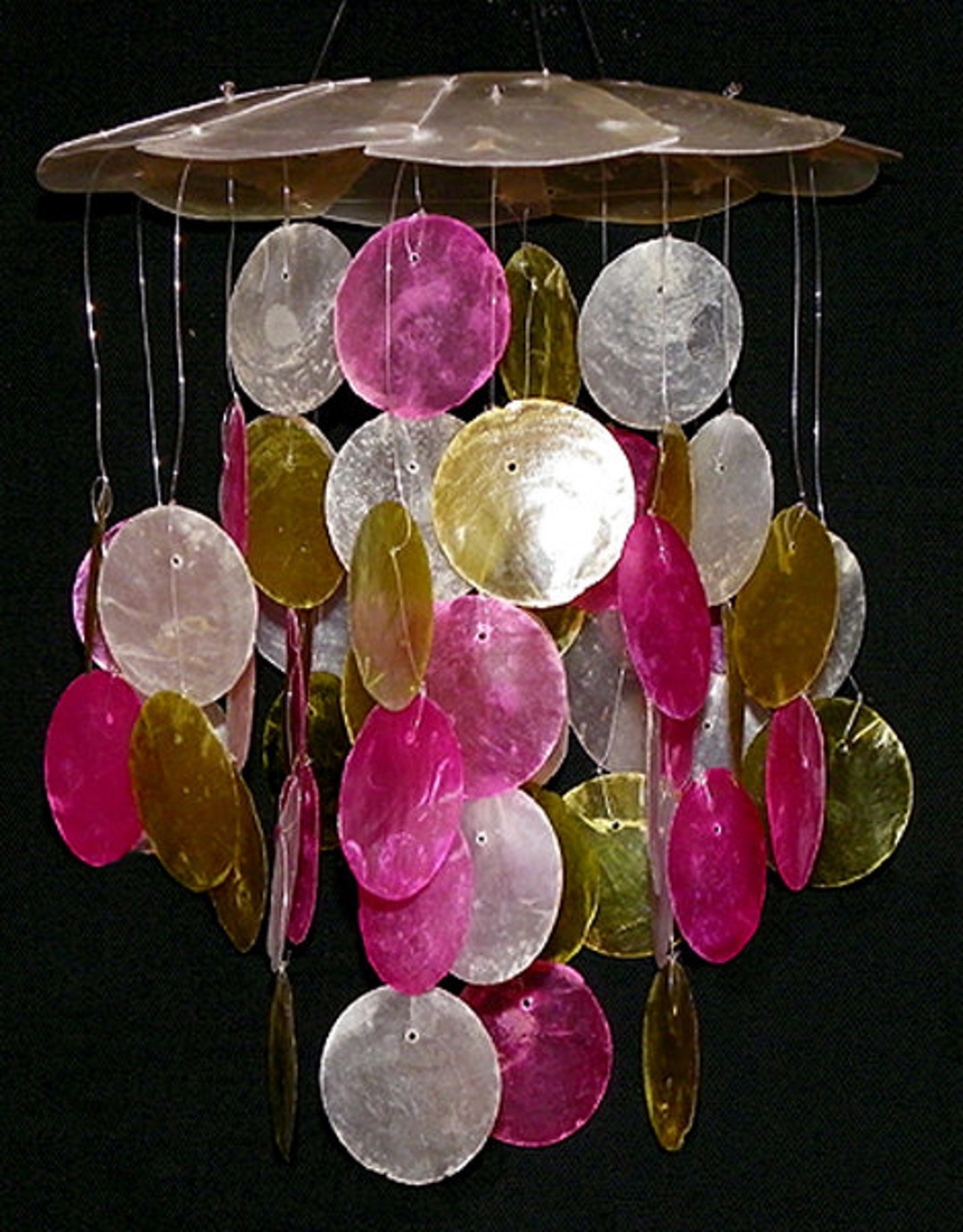 Mini Capiz Seashell Wind Chimes 6"x9" With 1-1/2" Shell Discs ~ (select ...