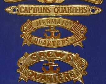 Solid Brass Door Wall Plaque Signs Nautical Decor brass Screws Included ...