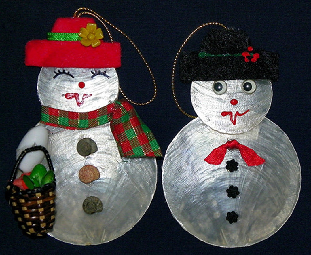 Seashell Christmas Capiz Ornaments Xmas Holiday Nautical Craft Decor ...